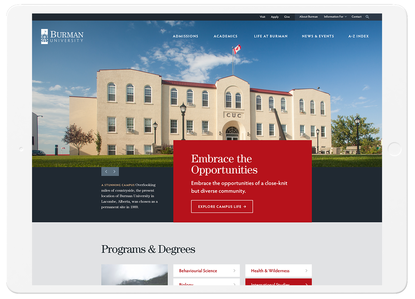 Burman University Website - Research & Design